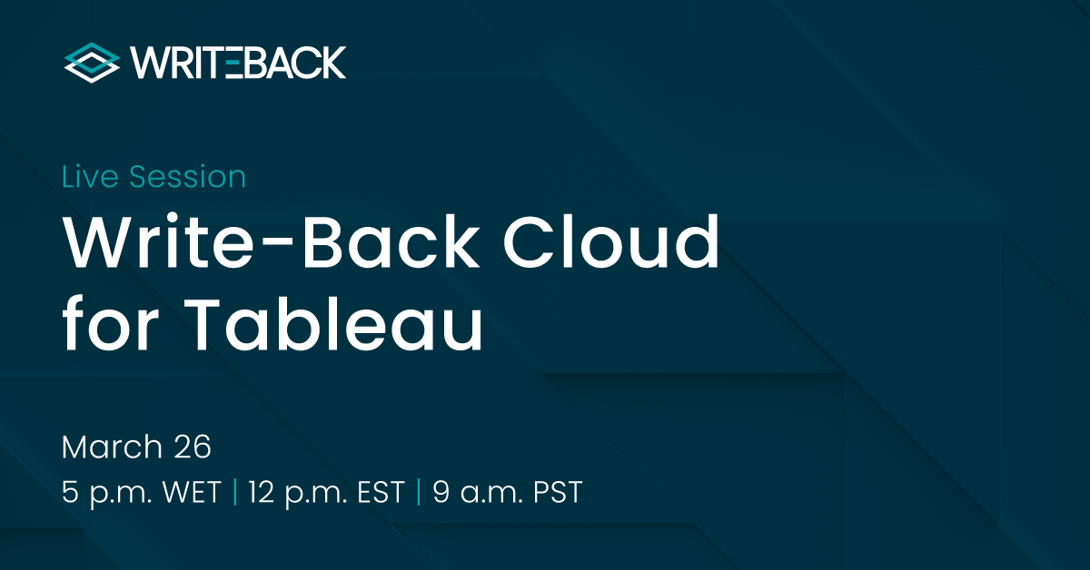 Live Session Write-Back Cloud for Tableau | Write-Back